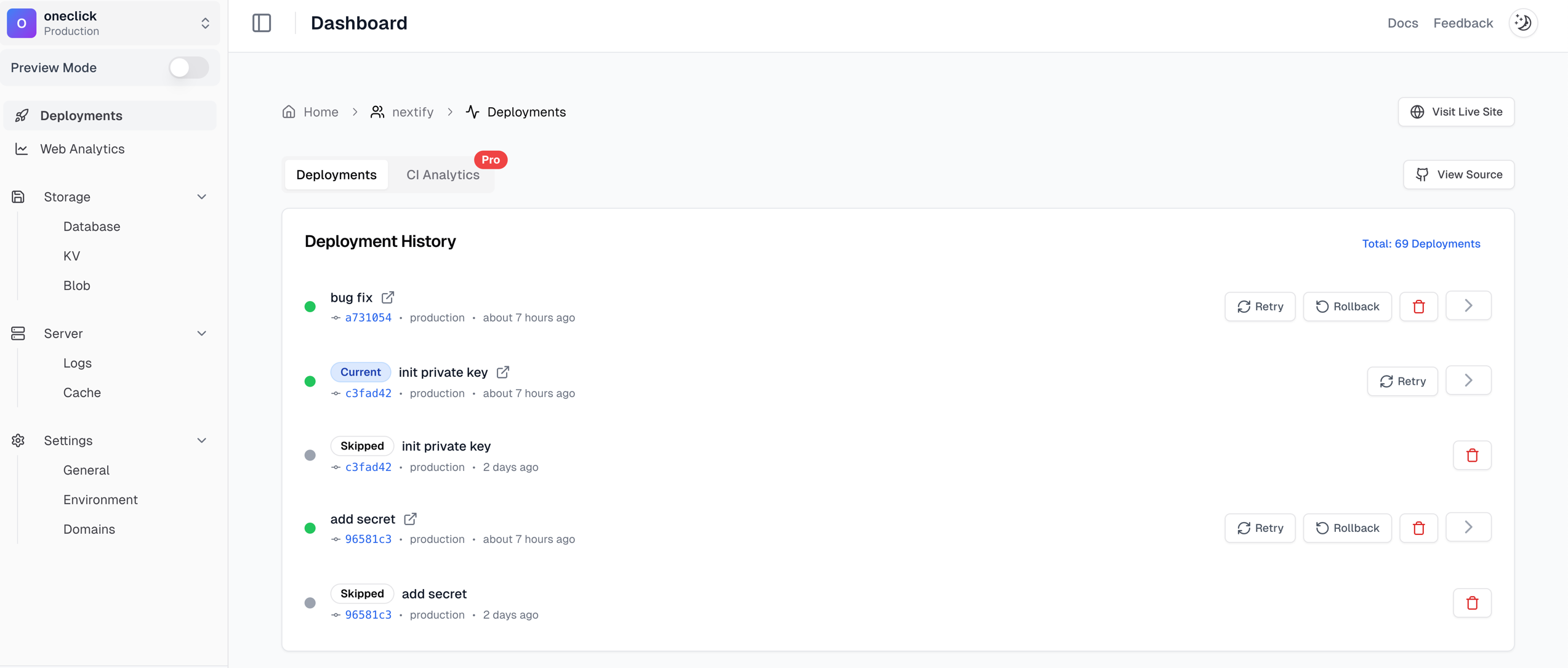 OneClick - Ship your next apps to the world with ease.